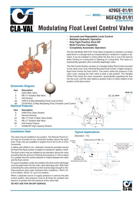 Modulating Float Level Control Valve - Cla-Val UK