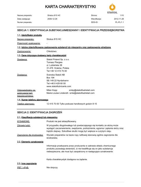 KARTA CHARAKTERYSTYKI