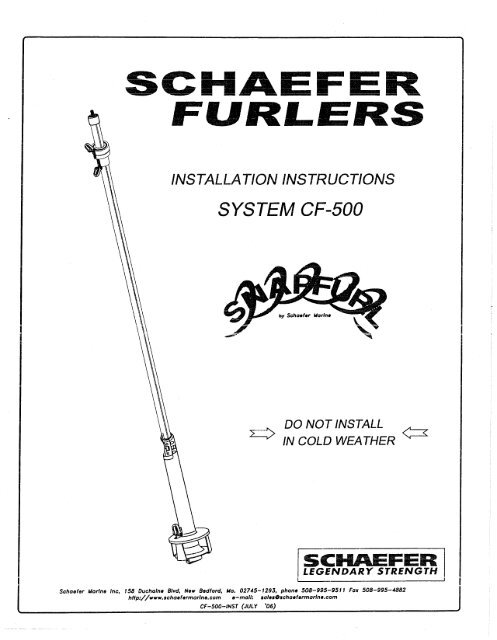 SnapFurl CF500 Installation Instructions (PDF) - Schaefer Marine ...