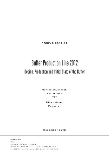 Buffer Production Line 2012 (pdf) (3.2 MB) - Posiva