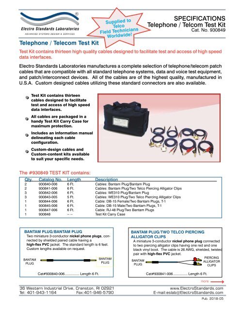 Telephone / Telecom Test Kit - Zycon