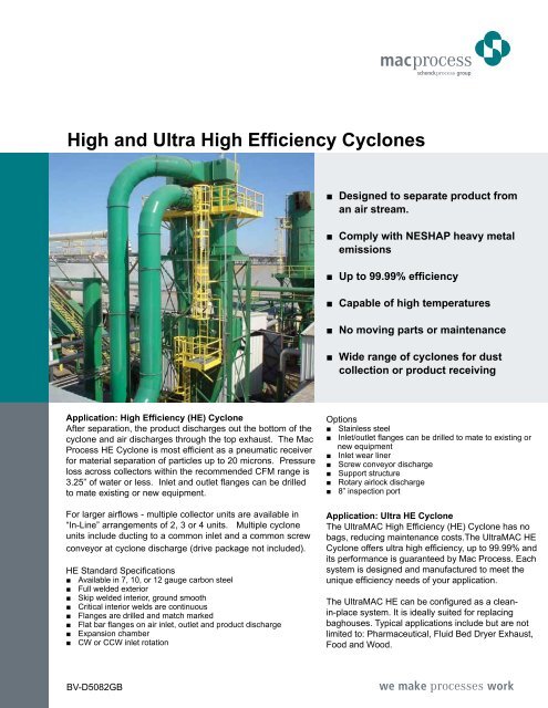 High and Ultra High Efficiency Cyclones - Mac Process Mac Process