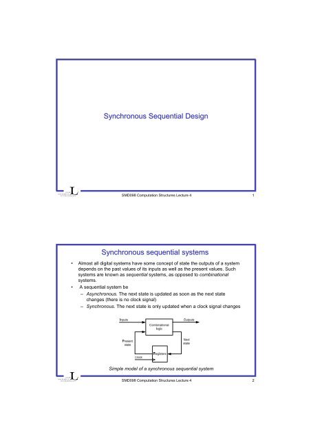 Synchronous Sequential Design Synchronous ... - Sm.luth.se