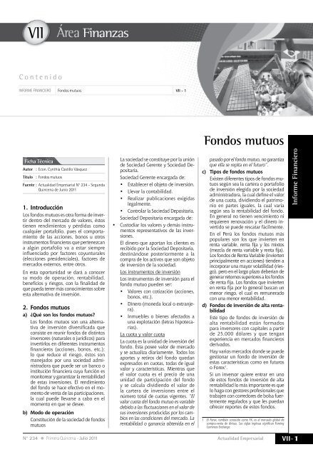 Fondos mutuos - Revista Actualidad Empresarial