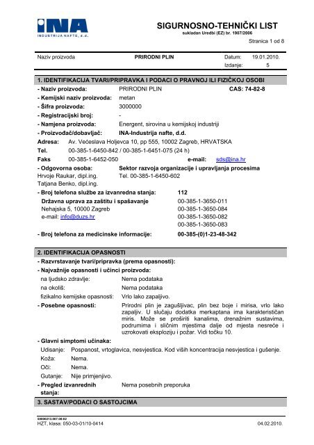 SIGURNOSNO-TEHNIÄ KI LIST - Ina