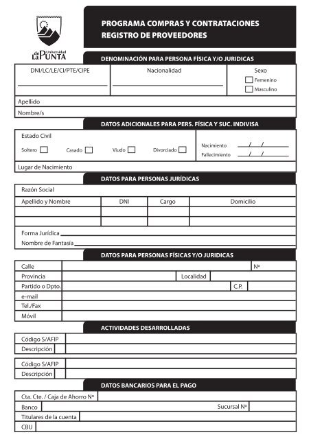 Descargar Formulario - Universidad de La Punta (ULP)