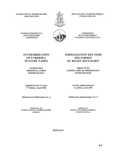 Standardization of Undersea Feature Names - General Bathymetric ...