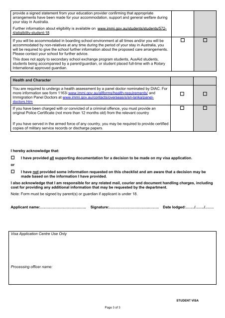Student Visa Application