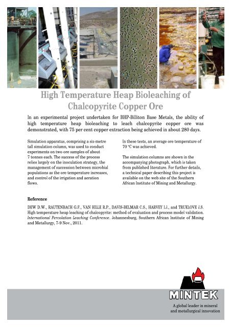 High Temperature Heap Bioleaching of Chalcopyrite ... - Mintek