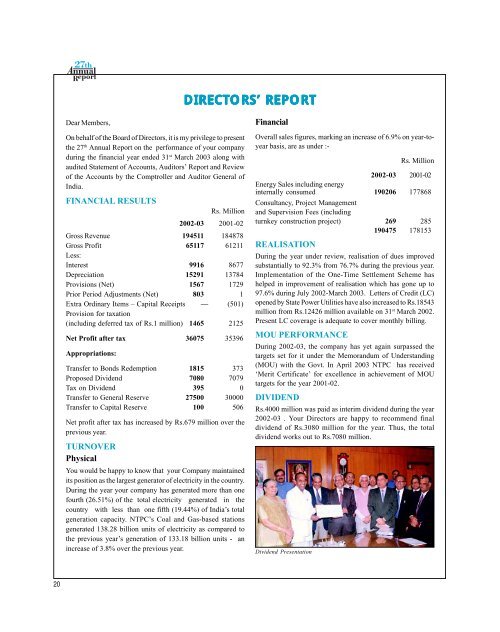 DIRECTORS' REPORT - Ntpc
