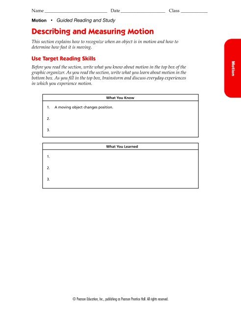 Describing and Measuring Motion