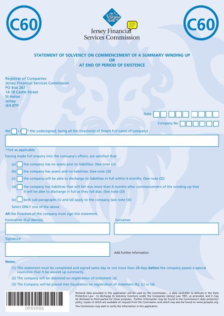 C60 Form - the Jersey Financial Services Commission