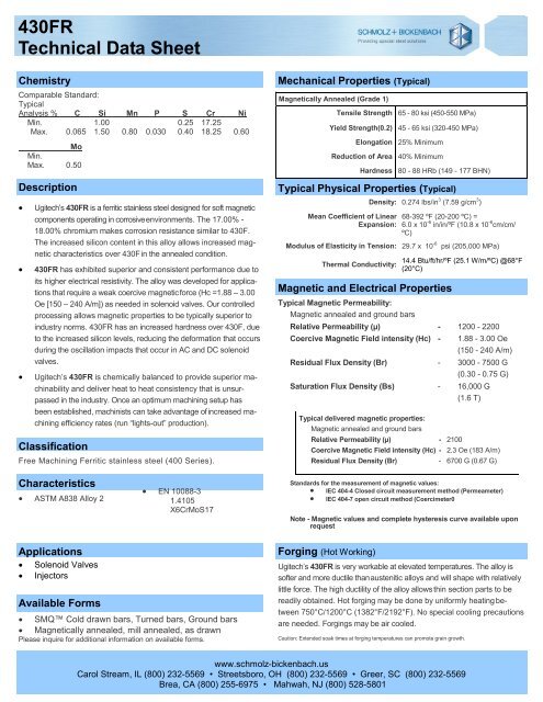 Ugitech 430FR Datasheet rev 8-Mar-10.pub - Schmolz + Bickenbach