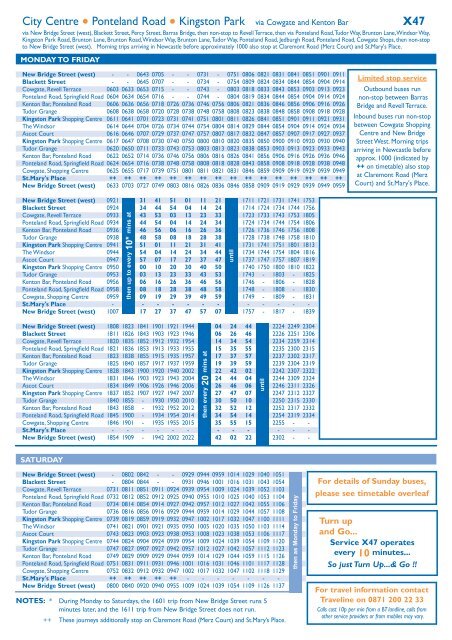 Please click here to view Service X47 timetable - Stagecoach