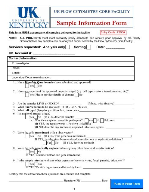 UK Flow Cytometry Sample Information Form - Research