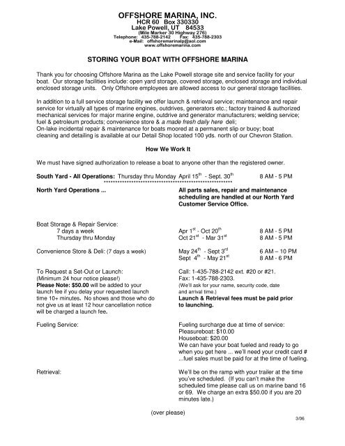 OFFSHORE MARINA, INC. - Lake Powell | Bullfrog Marina