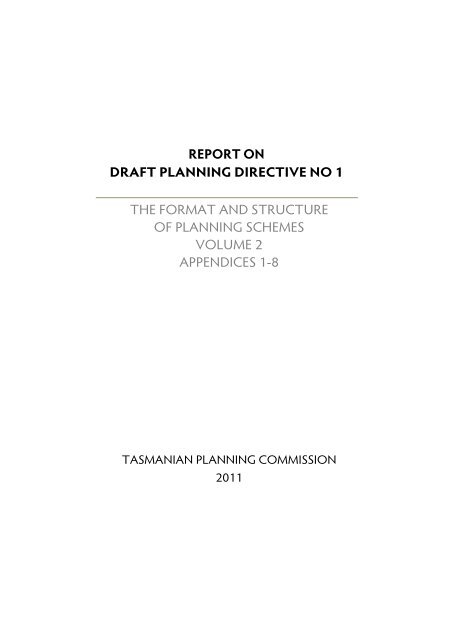 report on draft planning directive no 1 the format and structure of ...
