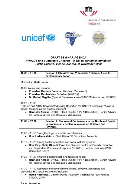 DRAFT SEMINAR AGENDA HIV/AIDS and Vulnerable Children – A ...