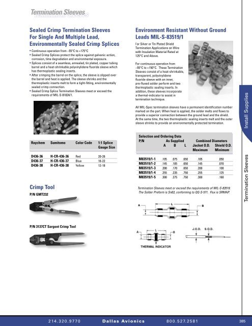 Termination Sleeves Termination Sleeves - West Florida Components