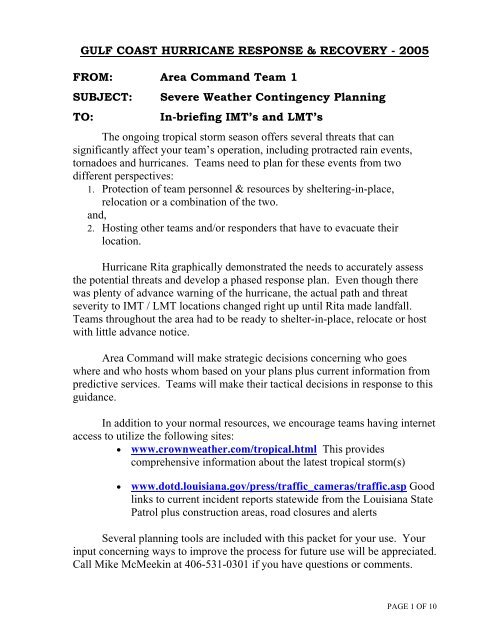 Severe Weather Contingency Planning - Wildland Fire IMT Home ...