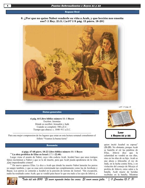1 Reyes 21 y 22 - Puntos Sobresalientes