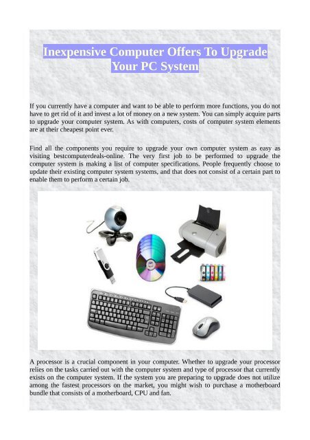 Inexpensive Computer Offers To Upgrade Your PC System