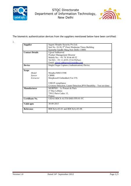 Device Audit Checklist - STQC