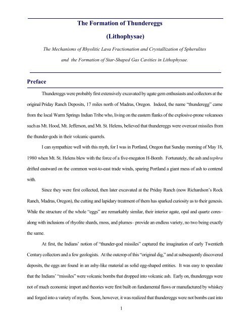 The Formation of Thundereggs (Lithophysae) - Zianet