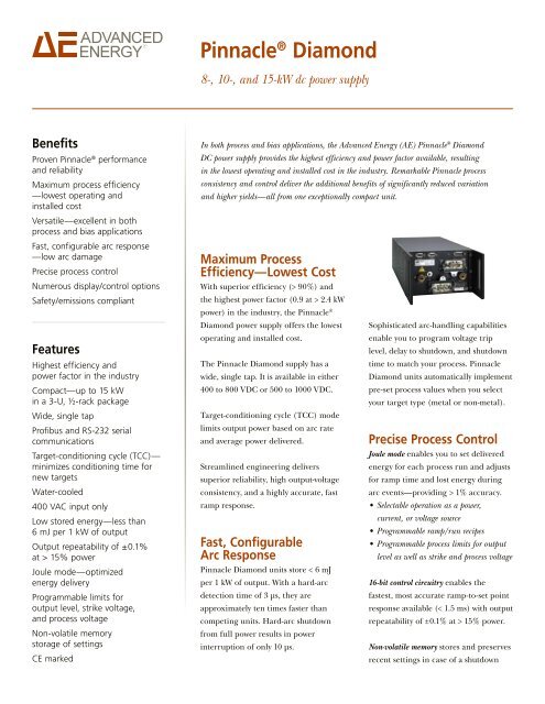 Pinnacle Diamond - Advanced Energy