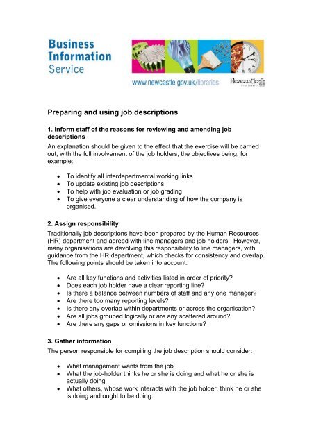 Preparing and using job descriptions