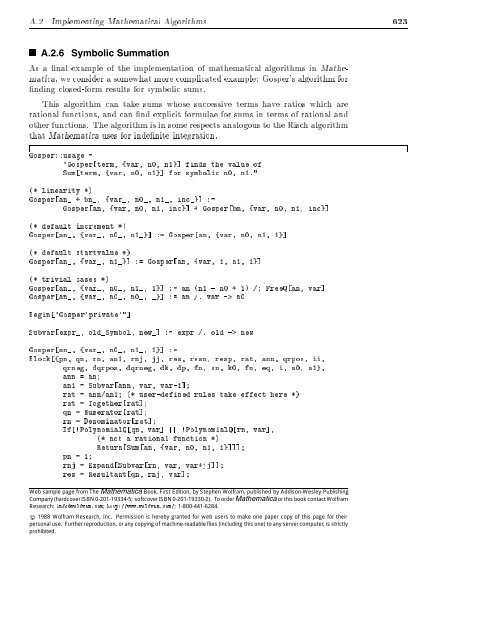 A.2.6 Symbolic Summation - Wolfram Research
