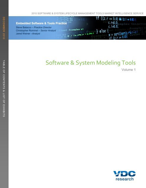 Software & System Modeling Tools - VDC Research