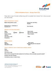 The Death Intimation cum Claim Form - ING Vysya Life Insurance