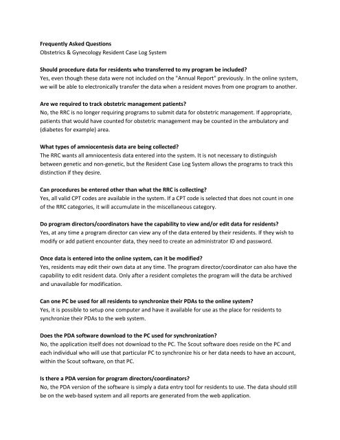 Resident Case Log FAQ - acgme