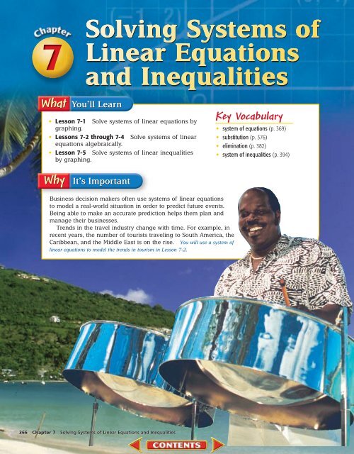 Chapter 7: Solving Systems of Linear Equations and Inequalities