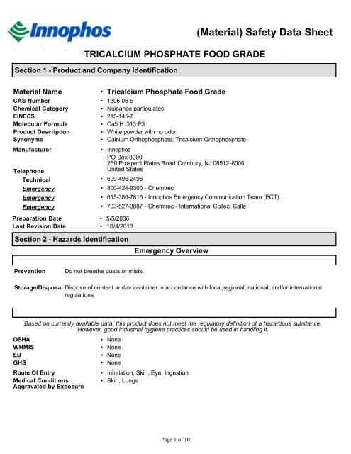 Tri-Cal Phosphate FG (659.15 KB) - Innophos