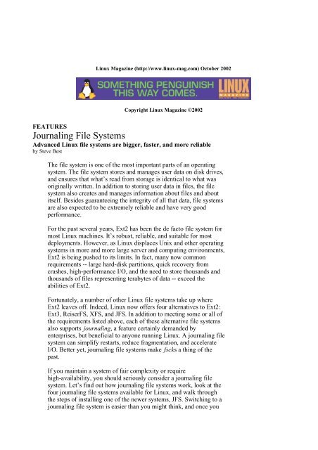 Journaling File Systems