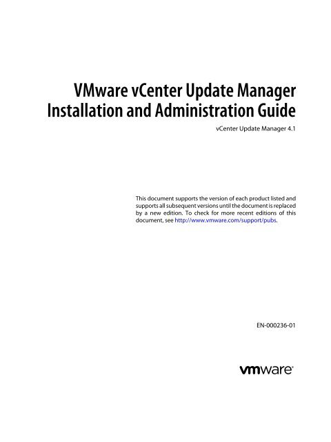 VMware vCenter Update Manager Installation and ... - Oncourse