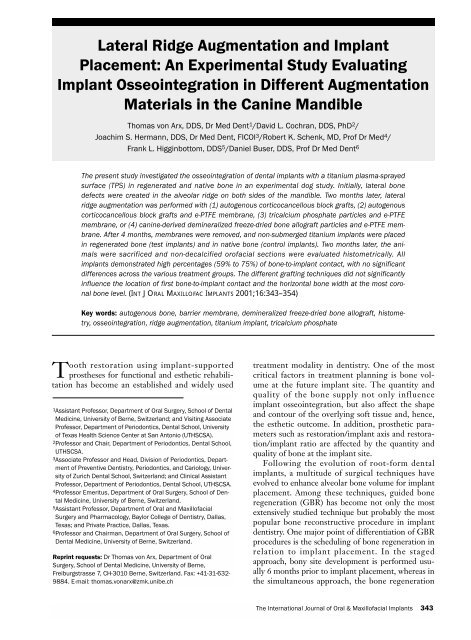 Lateral Ridge Augmentation and Implant Placement ... - DentaScience