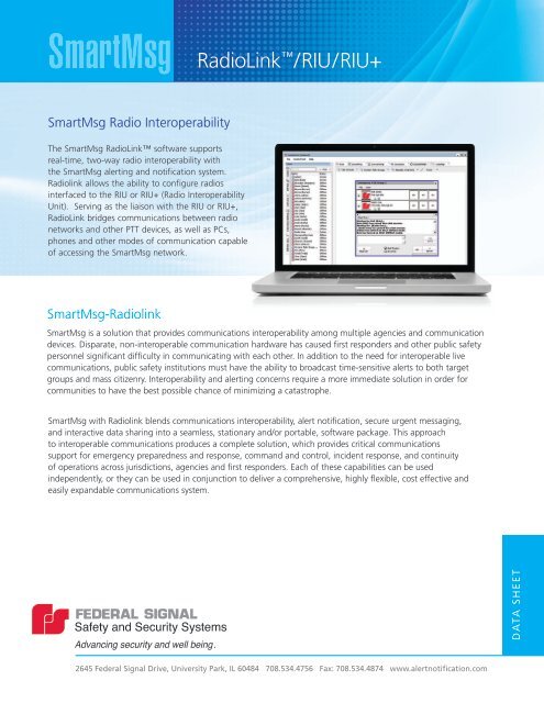 SmartMsg RadioLinkâ ¢/RIU/RIU+ - Federal Signal