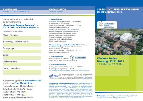 Flyer Fortbildung Sepsis und SepsisprÃ¤vention - Klinikum Emden