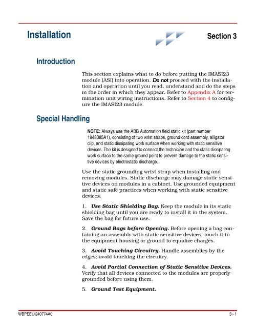 Analog Input Module, IMASI23 (Installation) - ABB SolutionsBank