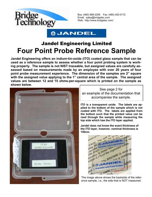 Four Point Probe Reference Sample - Four Point Probes