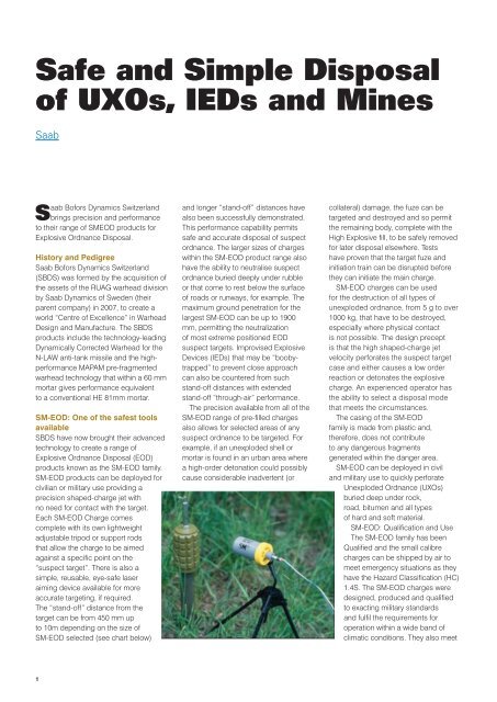 Safe and Simple Disposal of uxos, ieDs and mines - Saab