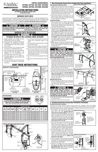 AirVac Central Vacuum System Installation Instructions (.pdf)
