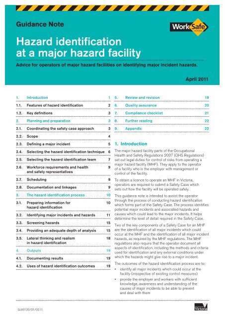 Hazard identification at a major hazard facility - WorkSafe Victoria