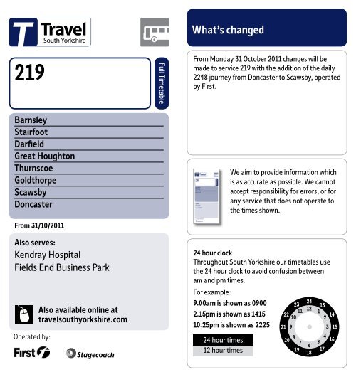 Route 219 timetable - Inside Time