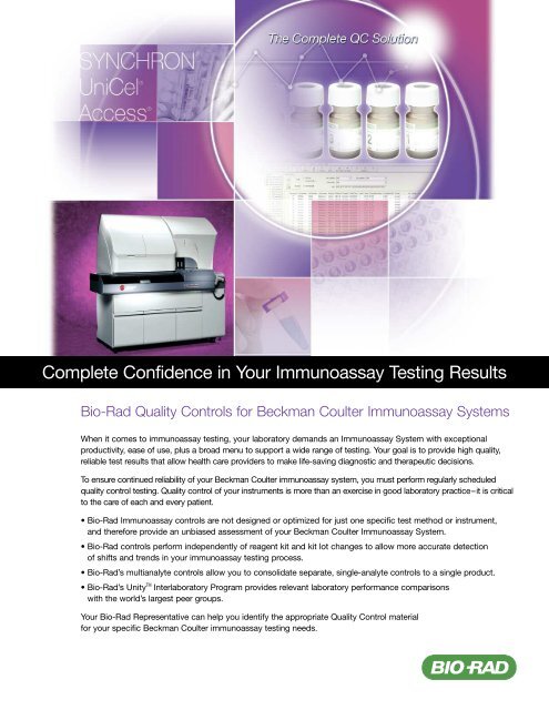 Beckman Coulter Immunoassay Systems - QCNet