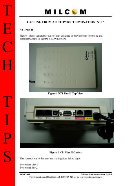cabling from a netowrk termination nt1 - Milcom Communications