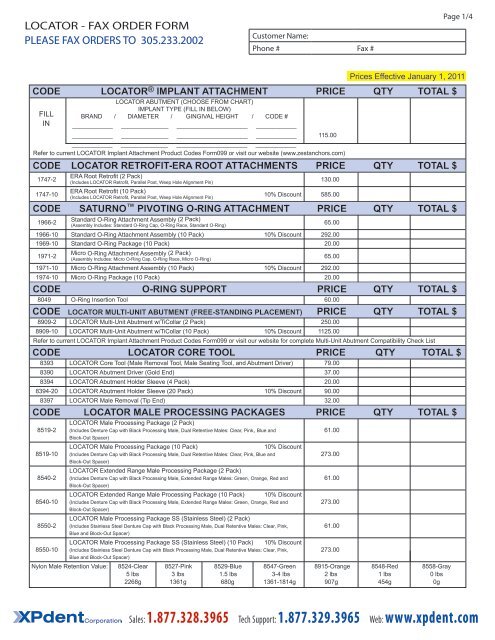 ZEST ANCHORS, LLC â PRICE LIST - XPdent.com